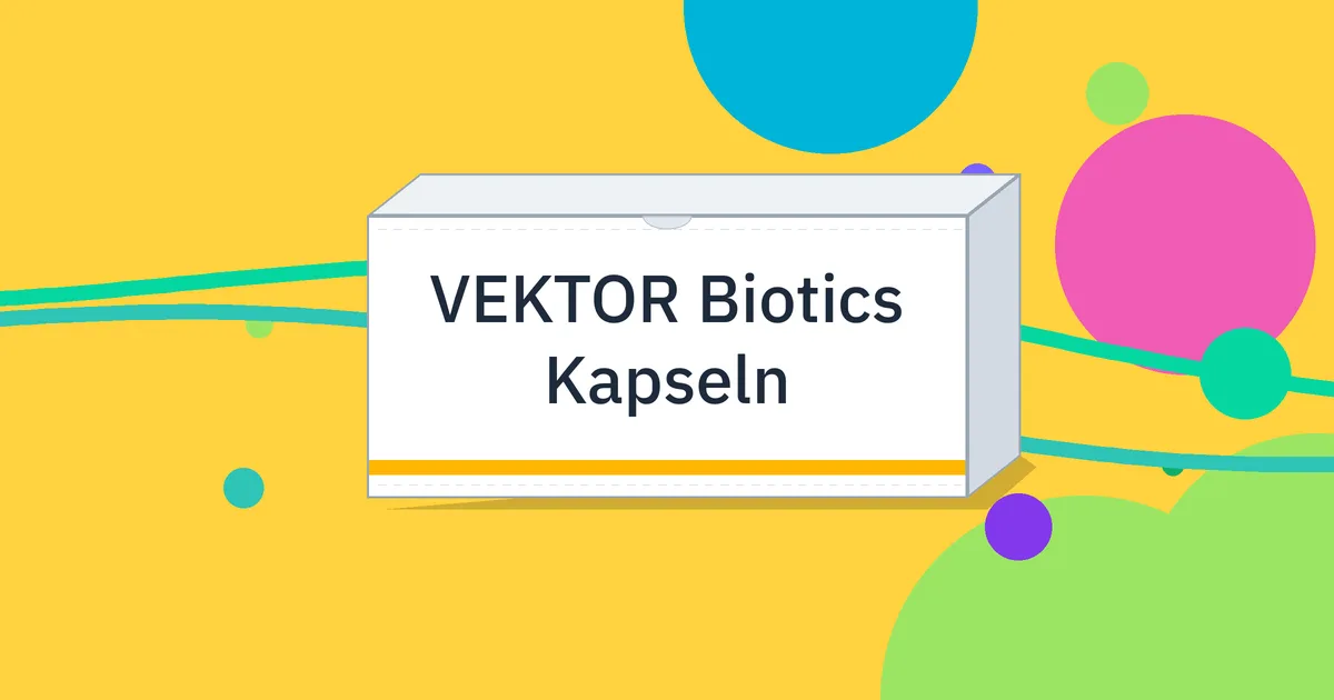 Symbolbild: Packung mit der Aufschrift VEKTOR Biotics Kapseln (PZN 20363041) – Verfügbarkeit und Bezug in Apotheken in Frankfurt am Main