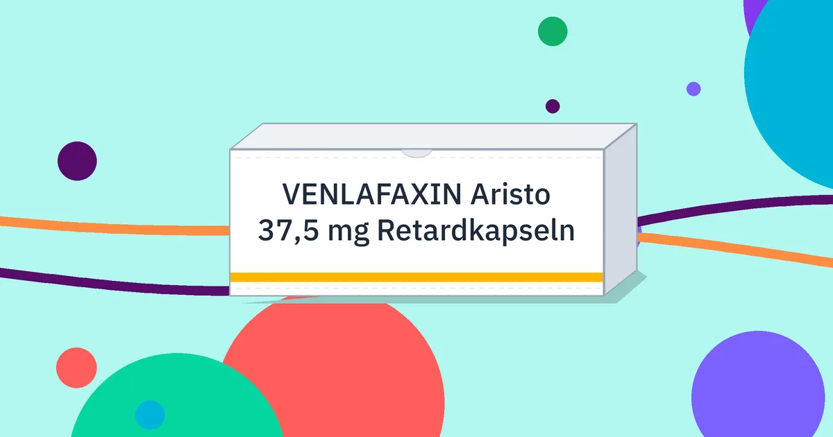 Symbolbild: Packung mit der Aufschrift VENLAFAXIN Aristo 37,5 mg Retardkapseln (PZN 11584547) – Verfügbarkeit und Bezug in Apotheken in Frankfurt am Main
