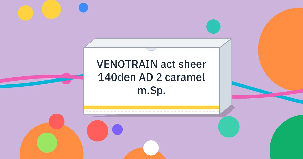 Symbolbild: Packung mit der Aufschrift VENOTRAIN act sheer 140den AD 2 caramel m.Sp. (PZN 16209021) – Verfügbarkeit und Bezug in Apotheken in Frankfurt am Main