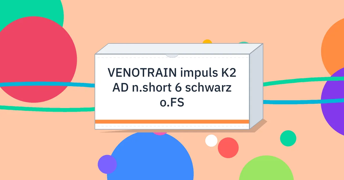 Symbolbild: Packung mit der Aufschrift VENOTRAIN impuls K2 AD n.short 6 schwarz o.FS (PZN 00627532) – Verfügbarkeit und Bezug in Apotheken in Frankfurt am Main