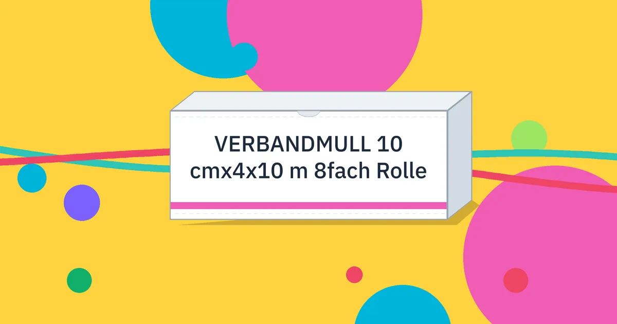 Symbolbild: Packung mit der Aufschrift VERBANDMULL 10 cmx4x10 m 8fach Rolle (PZN 03244493) – Verfügbarkeit und Bezug in Apotheken in Frankfurt am Main