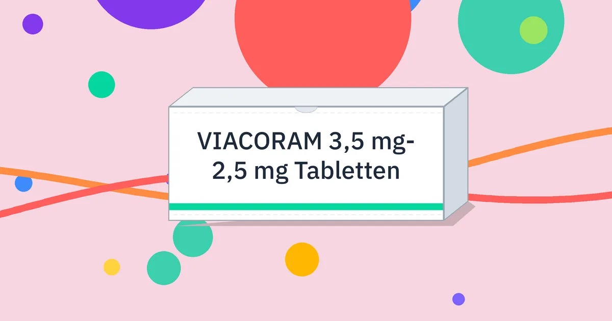 Symbolbild: Packung mit der Aufschrift VIACORAM 3,5 mg-2,5 mg Tabletten (PZN 15378282) – Verfügbarkeit und Bezug in Apotheken in Frankfurt am Main