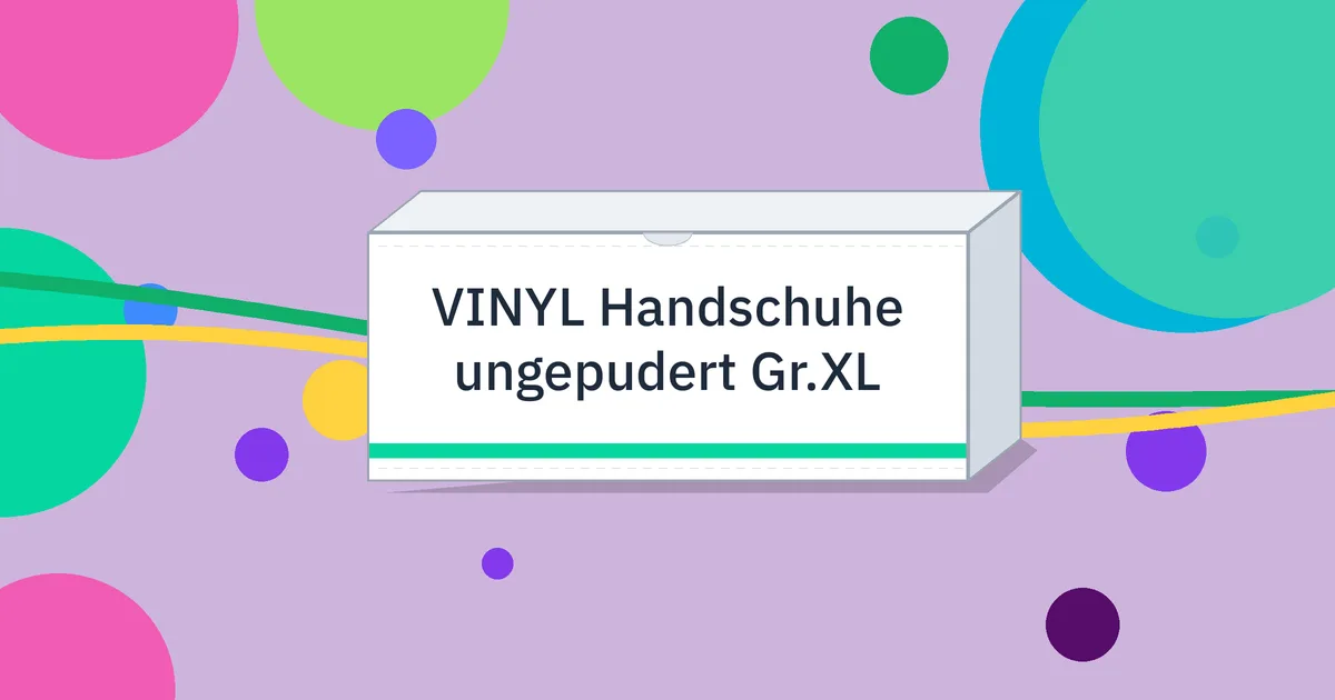 Symbolbild: Packung mit der Aufschrift VINYL Handschuhe ungepudert Gr.XL (PZN 03691306) – Verfügbarkeit und Bezug in Apotheken in Frankfurt am Main