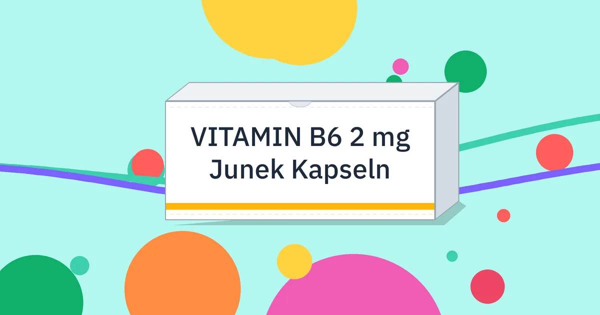 Symbolbild: Packung mit der Aufschrift VITAMIN B6 2 mg Junek Kapseln (PZN 10052877) – Verfügbarkeit und Bezug in Apotheken in Frankfurt am Main