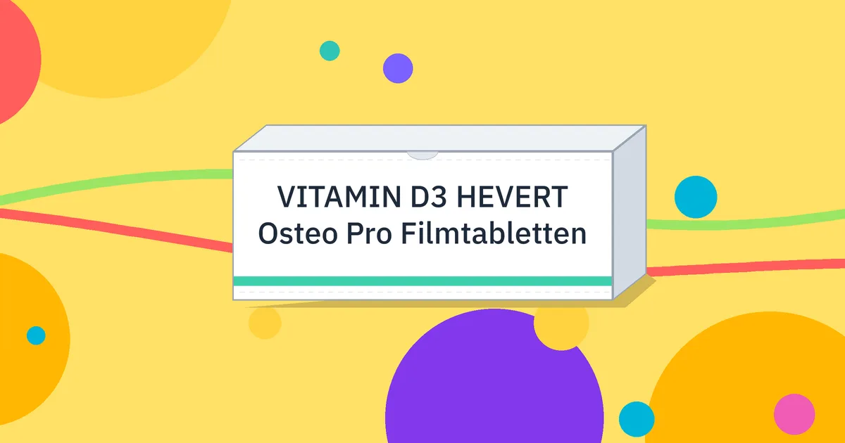 Symbolbild: Packung mit der Aufschrift VITAMIN D3 HEVERT Osteo Pro Filmtabletten (PZN 19295736) – Verfügbarkeit und Bezug in Apotheken in Frankfurt am Main