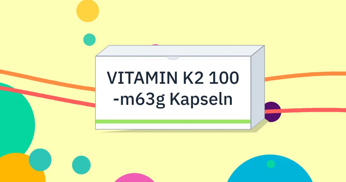 Symbolbild: Packung mit der Aufschrift VITAMIN K2 100 -m63g Kapseln (PZN 11685455) – Verfügbarkeit und Bezug in Apotheken in Frankfurt am Main