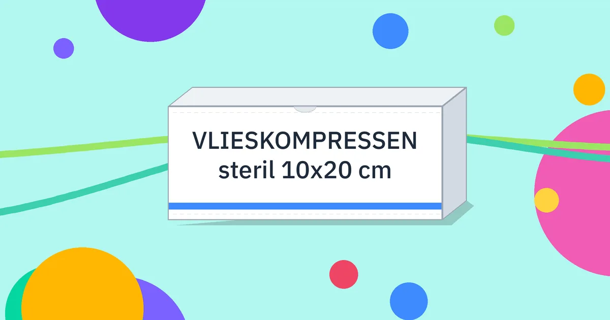 Symbolbild: Packung mit der Aufschrift VLIESKOMPRESSEN steril 10x20 cm (PZN 02067296) – Verfügbarkeit und Bezug in Apotheken in Frankfurt am Main