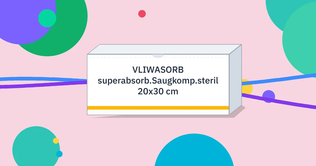 Symbolbild: Packung mit der Aufschrift VLIWASORB superabsorb.Saugkomp.steril 20x30 cm (PZN 05460580) – Verfügbarkeit und Bezug in Apotheken in Frankfurt am Main