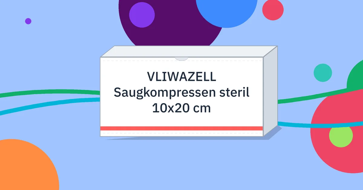 Symbolbild: Packung mit der Aufschrift VLIWAZELL Saugkompressen steril 10x20 cm (PZN 20276626) – Verfügbarkeit und Bezug in Apotheken in Frankfurt am Main