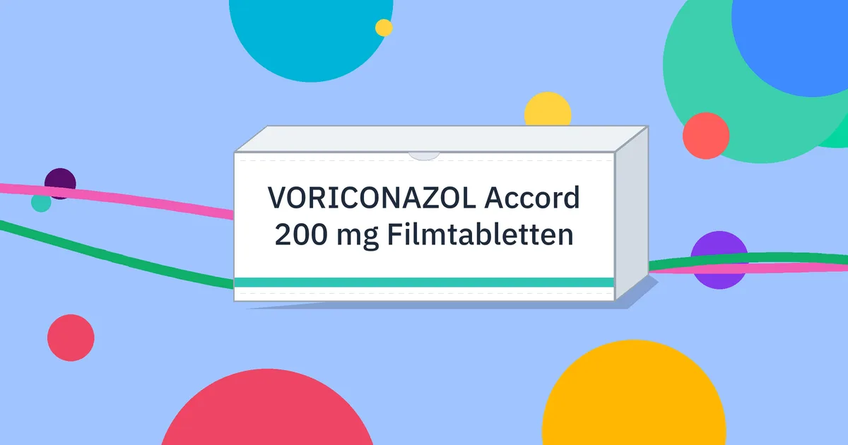 Symbolbild: Packung mit der Aufschrift VORICONAZOL Accord 200 mg Filmtabletten (PZN 16833423) – Verfügbarkeit und Bezug in Apotheken in Frankfurt am Main