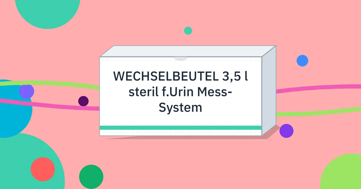 Symbolbild: Packung mit der Aufschrift WECHSELBEUTEL 3,5 l steril f.Urin Mess-System (PZN 11649100) – Verfügbarkeit und Bezug in Apotheken in Frankfurt am Main