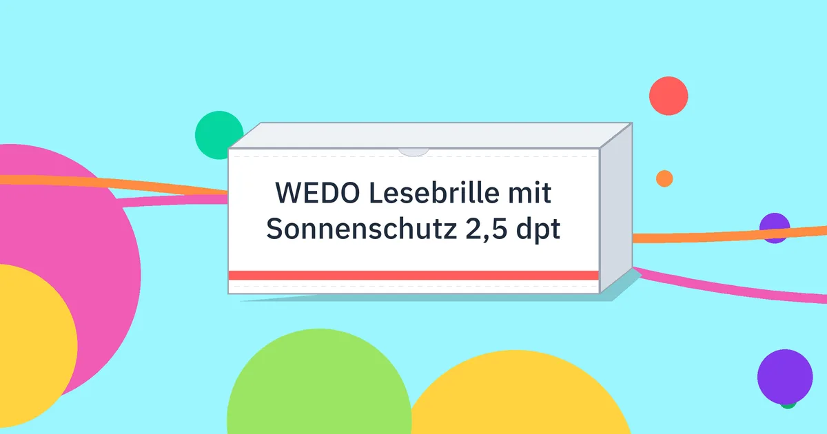 Symbolbild: Packung mit der Aufschrift WEDO Lesebrille mit Sonnenschutz 2,5 dpt (PZN 13568452) – Verfügbarkeit und Bezug in Apotheken in Frankfurt am Main