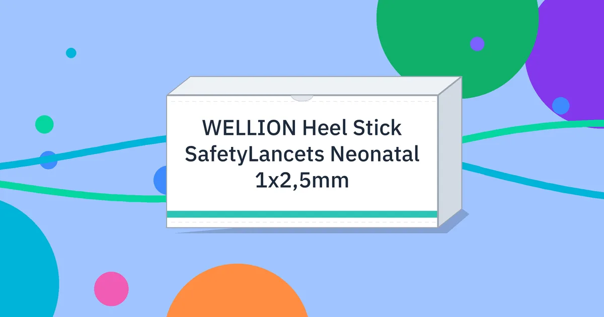 Symbolbild: Packung mit der Aufschrift WELLION Heel Stick SafetyLancets Neonatal 1x2,5mm (PZN 17256040) – Verfügbarkeit und Bezug in Apotheken in Frankfurt am Main