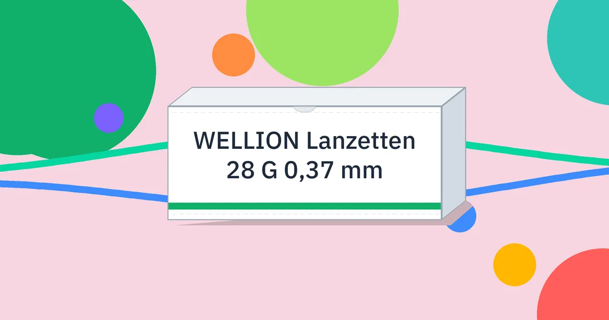 Symbolbild: Packung mit der Aufschrift WELLION Lanzetten 28 G 0,37 mm (PZN 13565933) – Verfügbarkeit und Bezug in Apotheken in Frankfurt am Main