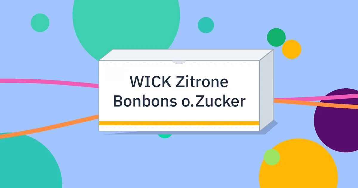 Symbolbild: Packung mit der Aufschrift WICK Zitrone Bonbons o.Zucker (PZN 08862043) – Verfügbarkeit und Bezug in Apotheken in Frankfurt am Main