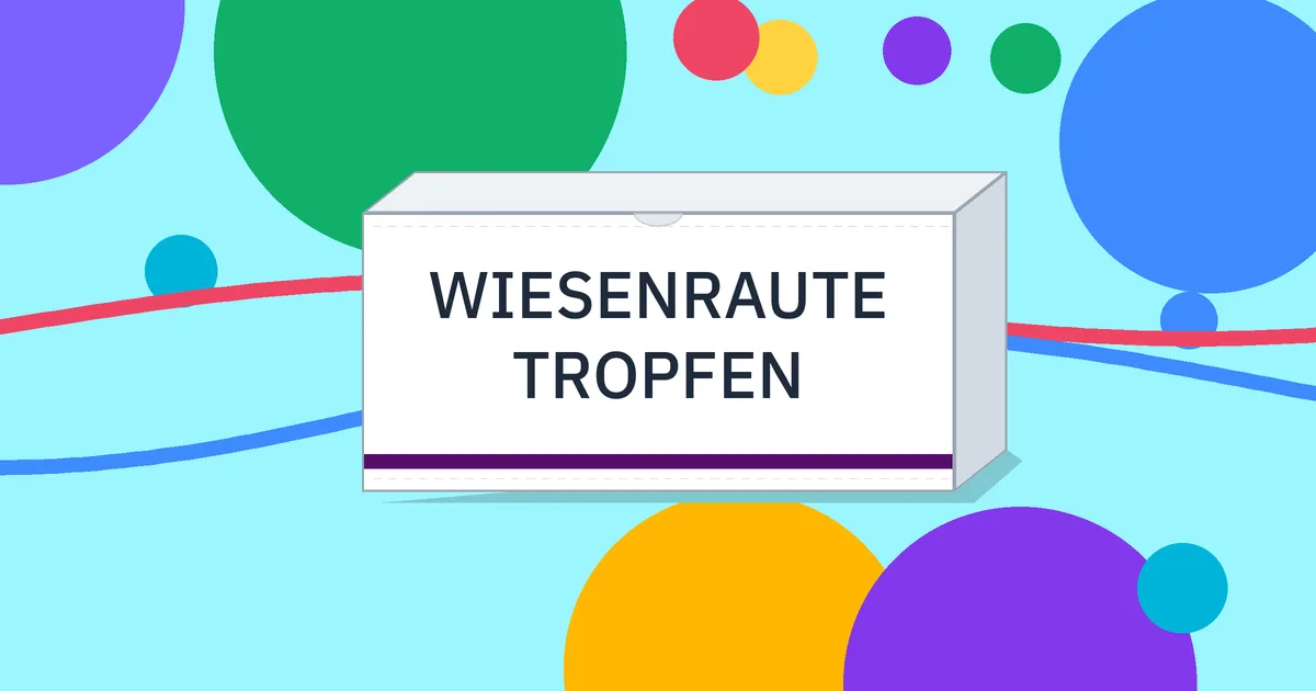 Symbolbild: Packung mit der Aufschrift WIESENRAUTE TROPFEN (PZN 15228714) – Verfügbarkeit und Bezug in Apotheken in Frankfurt am Main