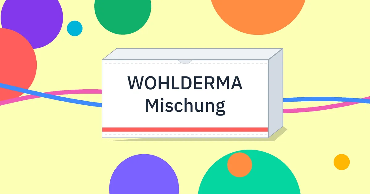 Symbolbild: Packung mit der Aufschrift WOHLDERMA Mischung (PZN 19882037) – Verfügbarkeit und Bezug in Apotheken in Frankfurt am Main