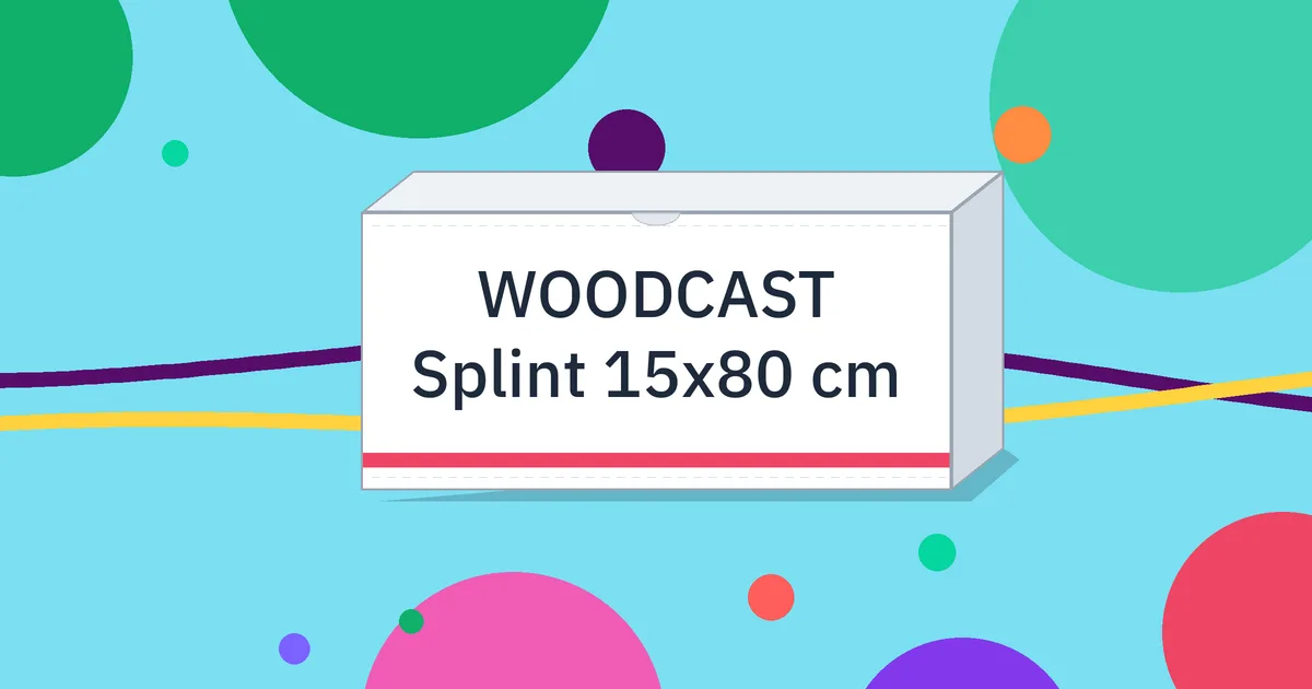 Symbolbild: Packung mit der Aufschrift WOODCAST Splint 15x80 cm (PZN 03636425) – Verfügbarkeit und Bezug in Apotheken in Frankfurt am Main