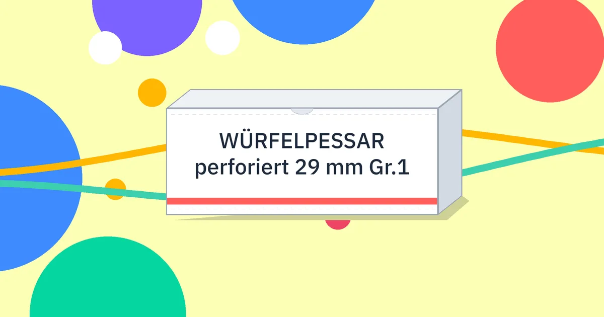 Symbolbild: Packung mit der Aufschrift WÜRFELPESSAR perforiert 29 mm Gr.1 (PZN 05907087) – Verfügbarkeit und Bezug in Apotheken in Frankfurt am Main