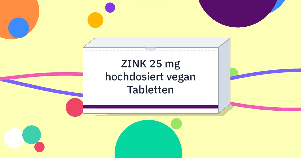 Symbolbild: Packung mit der Aufschrift ZINK 25 mg hochdosiert vegan Tabletten (PZN 12741486) – Verfügbarkeit und Bezug in Apotheken in Frankfurt am Main