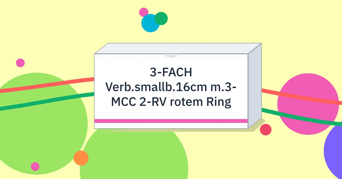 Symbolbild: Packung mit der Aufschrift 3-FACH Verb.smallb.16cm m.3-MCC 2-RV rotem Ring (PZN 19515310) – Verfügbarkeit und Bezug in Apotheken in Frankfurt am Main