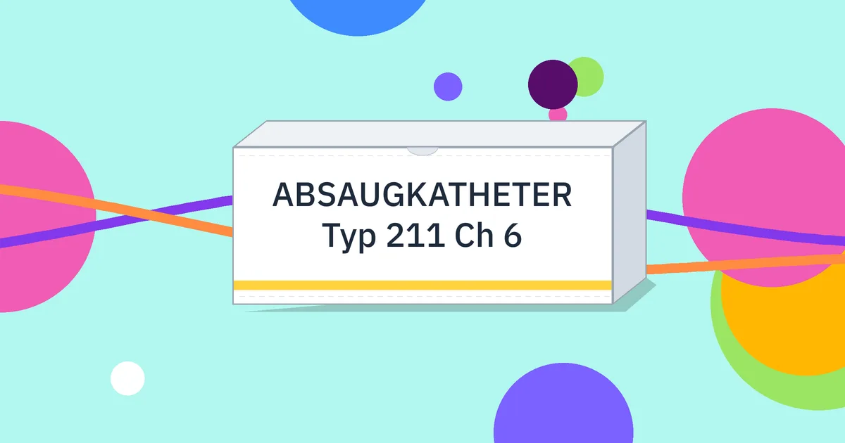 Symbolbild: Packung mit der Aufschrift ABSAUGKATHETER Typ 211 Ch 6 (PZN 07489205) – Verfügbarkeit und Bezug in Apotheken in Frankfurt am Main