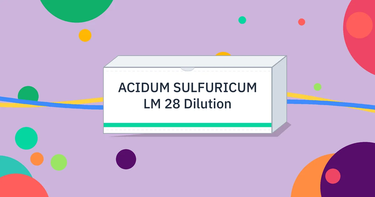Symbolbild: Packung mit der Aufschrift ACIDUM SULFURICUM LM 28 Dilution (PZN 12754201) – Verfügbarkeit und Bezug in Apotheken in Frankfurt am Main