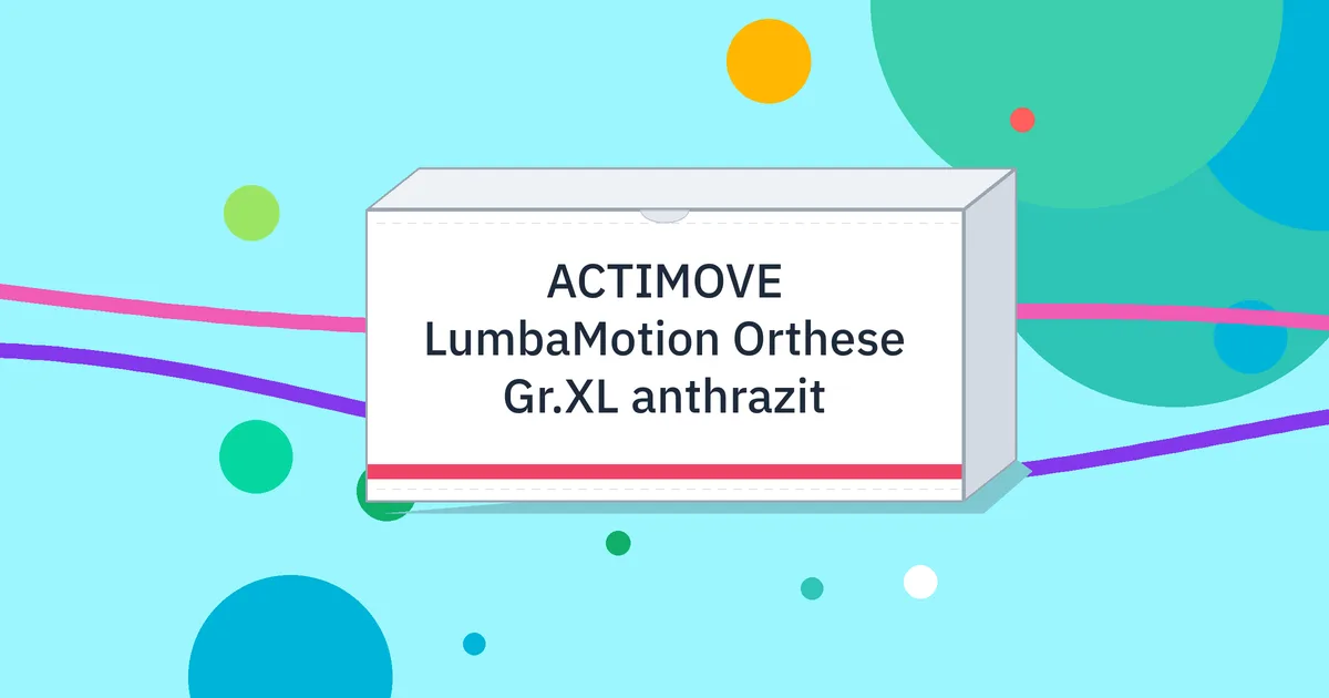 Symbolbild: Packung mit der Aufschrift ACTIMOVE LumbaMotion Orthese Gr.XL anthrazit (PZN 17948163) – Verfügbarkeit und Bezug in Apotheken in Frankfurt am Main