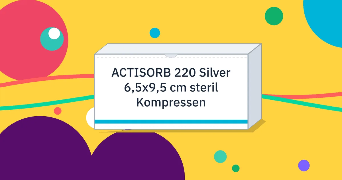 Symbolbild: Packung mit der Aufschrift ACTISORB 220 Silver 6,5x9,5 cm steril Kompressen (PZN 04409068) – Verfügbarkeit und Bezug in Apotheken in Frankfurt am Main