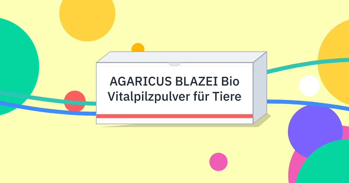 Symbolbild: Packung mit der Aufschrift AGARICUS BLAZEI Bio Vitalpilzpulver für Tiere (PZN 10761450) – Verfügbarkeit und Bezug in Apotheken in Frankfurt am Main
