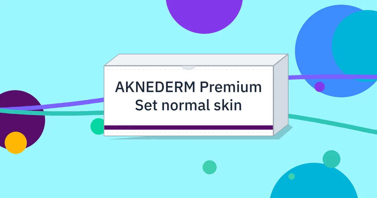 Symbolbild: Packung mit der Aufschrift AKNEDERM Premium Set normal skin (PZN 17371700) – Verfügbarkeit und Bezug in Apotheken in Frankfurt am Main