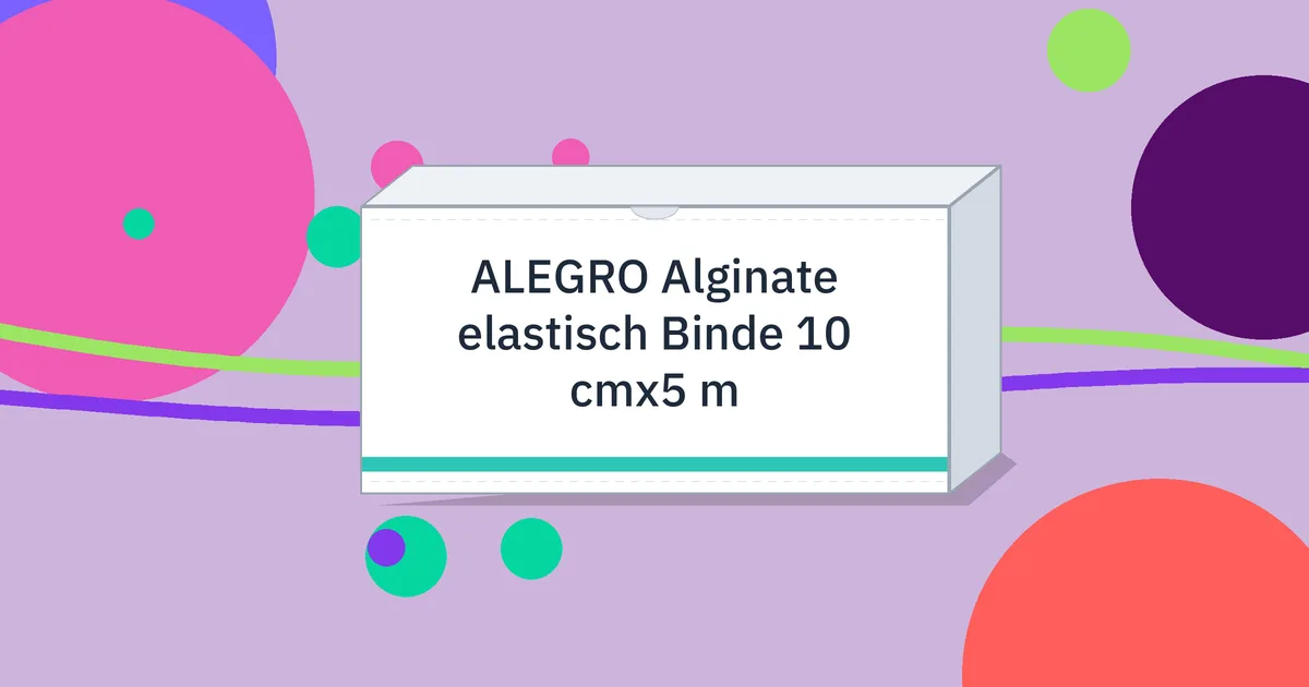 Symbolbild: Packung mit der Aufschrift ALEGRO Alginate elastisch Binde 10 cmx5 m (PZN 03645140) – Verfügbarkeit und Bezug in Apotheken in Frankfurt am Main