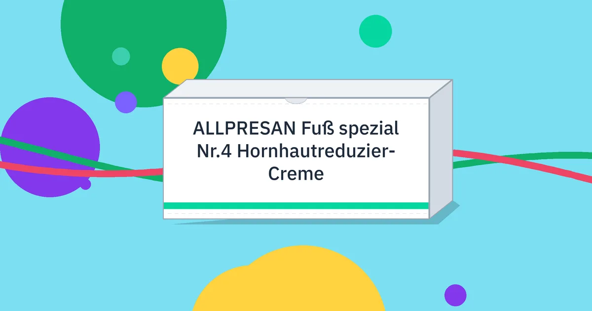 Symbolbild: Packung mit der Aufschrift ALLPRESAN Fuß spezial Nr.4 Hornhautreduzier-Creme (PZN 05027280) – Verfügbarkeit und Bezug in Apotheken in Frankfurt am Main