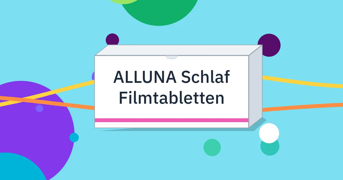 Symbolbild: Packung mit der Aufschrift ALLUNA Schlaf Filmtabletten (PZN 17312324) – Verfügbarkeit und Bezug in Apotheken in Frankfurt am Main