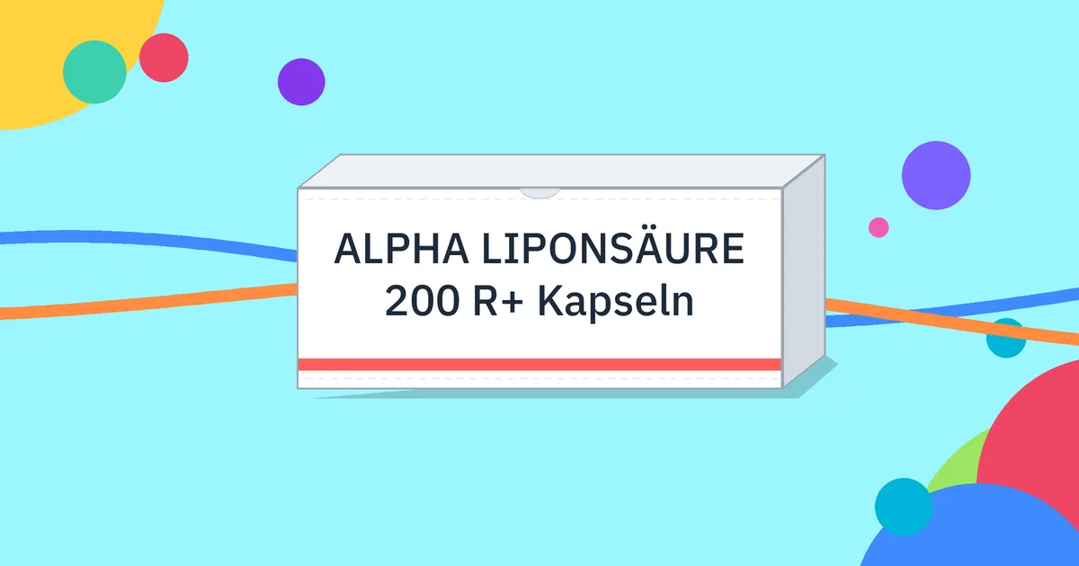 Symbolbild: Packung mit der Aufschrift ALPHA LIPONSÄURE 200 R+ Kapseln (PZN 16496658) – Verfügbarkeit und Bezug in Apotheken in Frankfurt am Main
