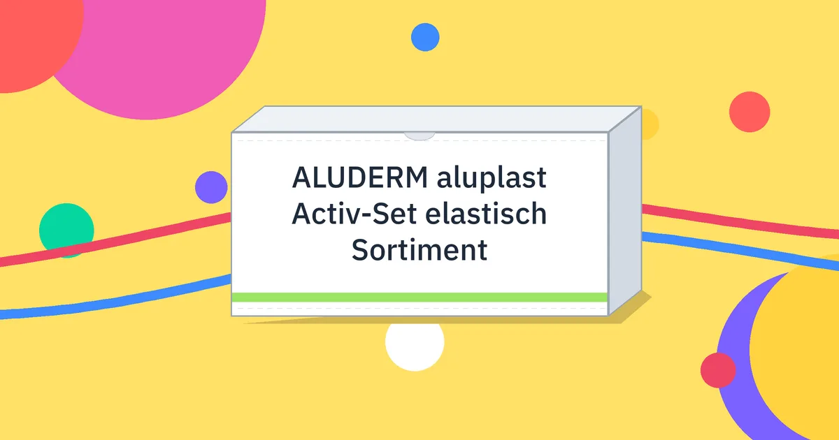 Symbolbild: Packung mit der Aufschrift ALUDERM aluplast Activ-Set elastisch Sortiment (PZN 11103217) – Verfügbarkeit und Bezug in Apotheken in Frankfurt am Main