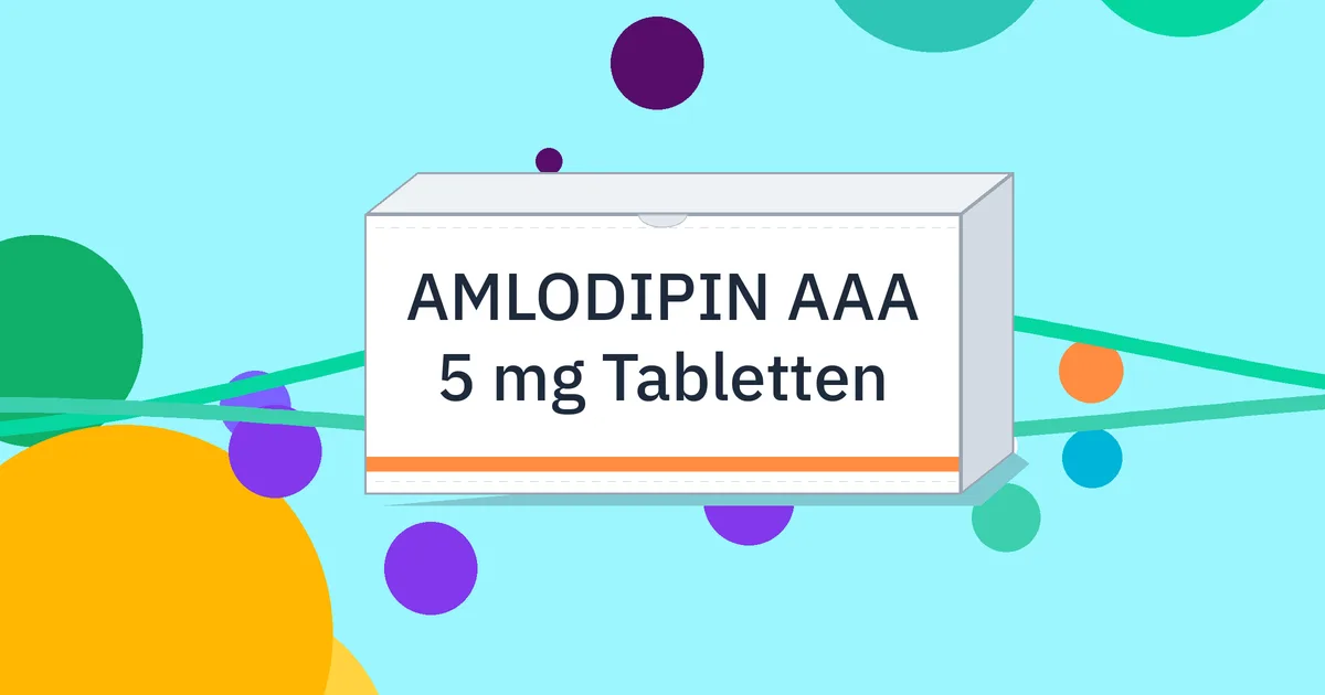 Symbolbild: Packung mit der Aufschrift AMLODIPIN AAA 5 mg Tabletten (PZN 02157326) – Verfügbarkeit und Bezug in Apotheken in Frankfurt am Main