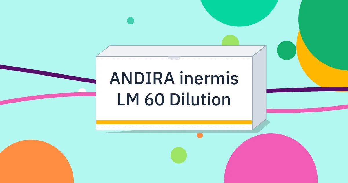 Symbolbild: Packung mit der Aufschrift ANDIRA inermis LM 60 Dilution (PZN 13329523) – Verfügbarkeit und Bezug in Apotheken in Frankfurt am Main