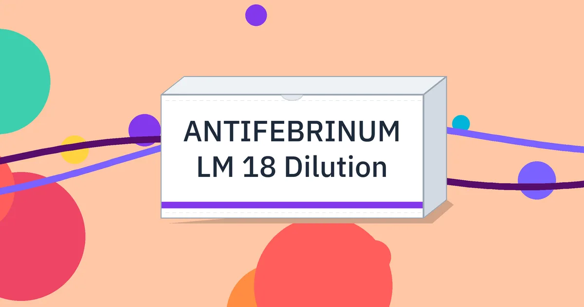 Symbolbild: Packung mit der Aufschrift ANTIFEBRINUM LM 18 Dilution (PZN 13371761) – Verfügbarkeit und Bezug in Apotheken in Frankfurt am Main