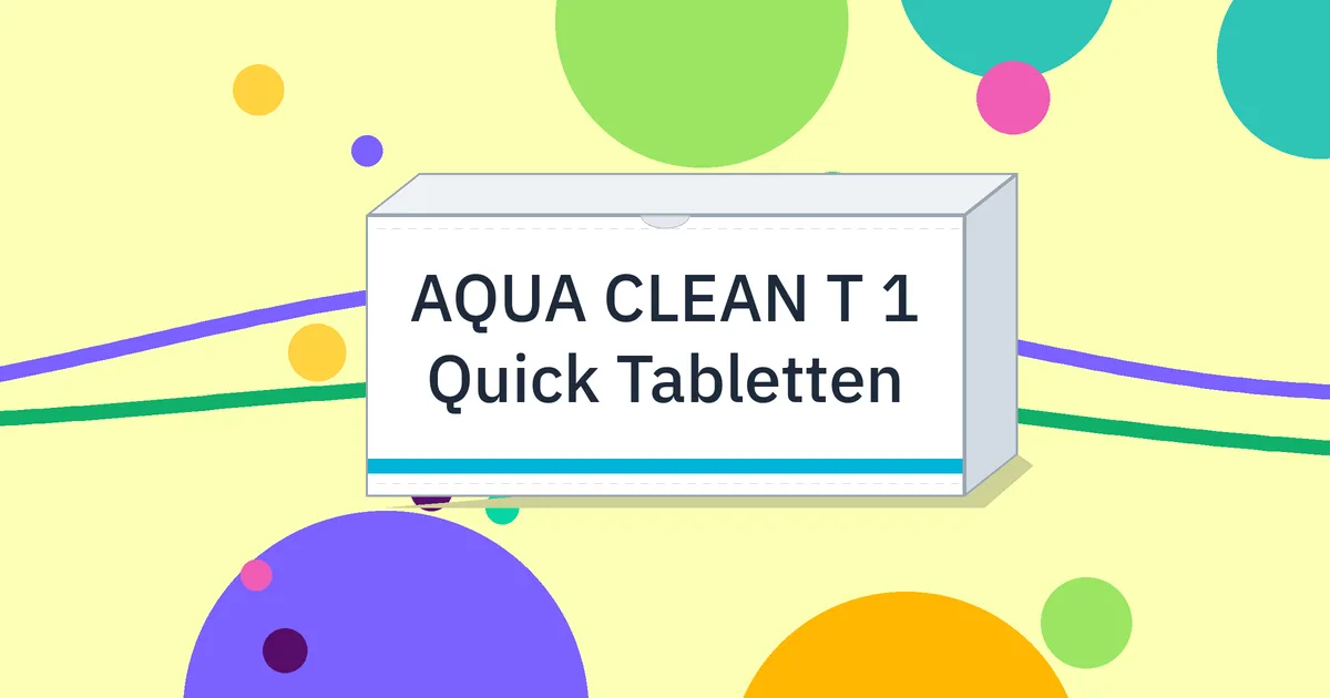 Symbolbild: Packung mit der Aufschrift AQUA CLEAN T 1 Quick Tabletten (PZN 02237746) – Verfügbarkeit und Bezug in Apotheken in Frankfurt am Main