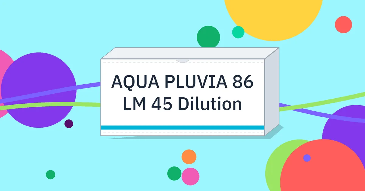 Symbolbild: Packung mit der Aufschrift AQUA PLUVIA 86 LM 45 Dilution (PZN 12766670) – Verfügbarkeit und Bezug in Apotheken in Frankfurt am Main