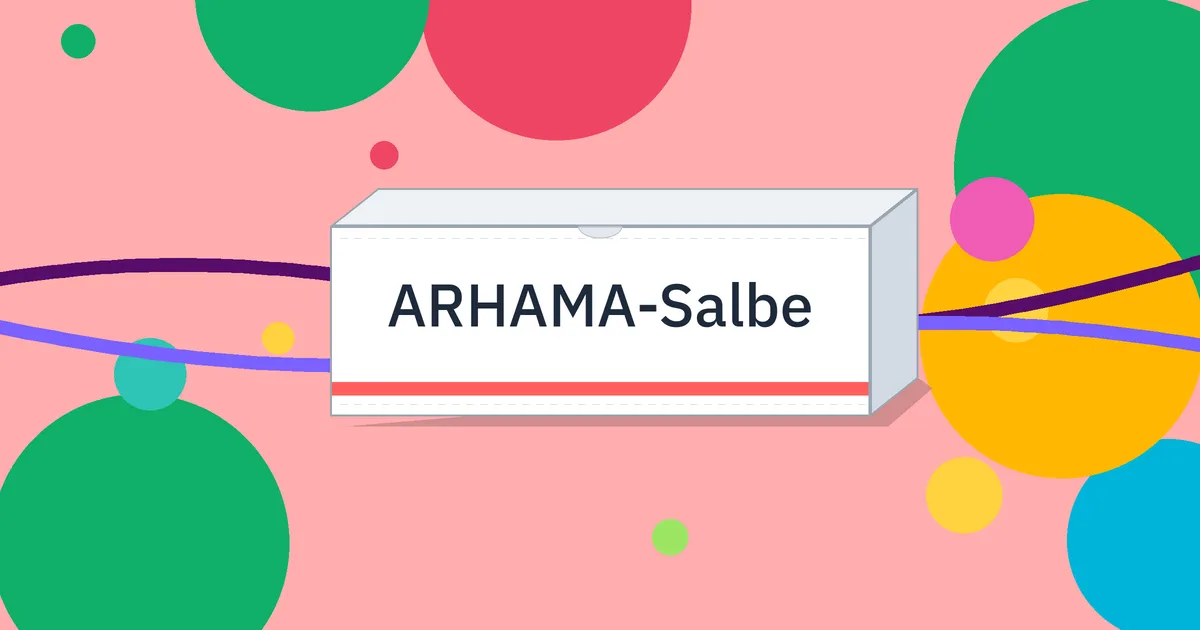 Symbolbild: Packung mit der Aufschrift ARHAMA-Salbe (PZN 08871237) – Verfügbarkeit und Bezug in Apotheken in Frankfurt am Main