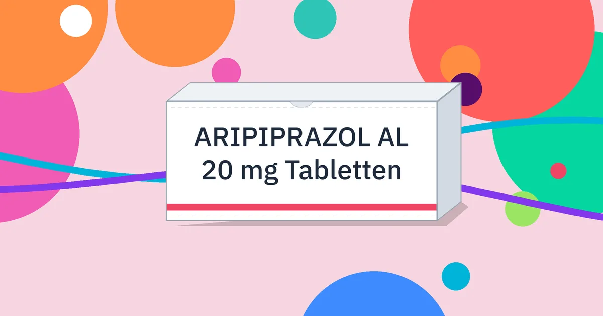 Symbolbild: Packung mit der Aufschrift ARIPIPRAZOL AL 20 mg Tabletten (PZN 13859126) – Verfügbarkeit und Bezug in Apotheken in Frankfurt am Main