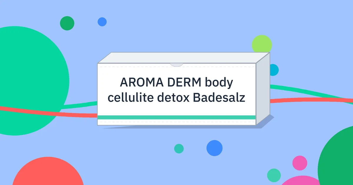 Symbolbild: Packung mit der Aufschrift AROMA DERM body cellulite detox Badesalz (PZN 18352811) – Verfügbarkeit und Bezug in Apotheken in Frankfurt am Main