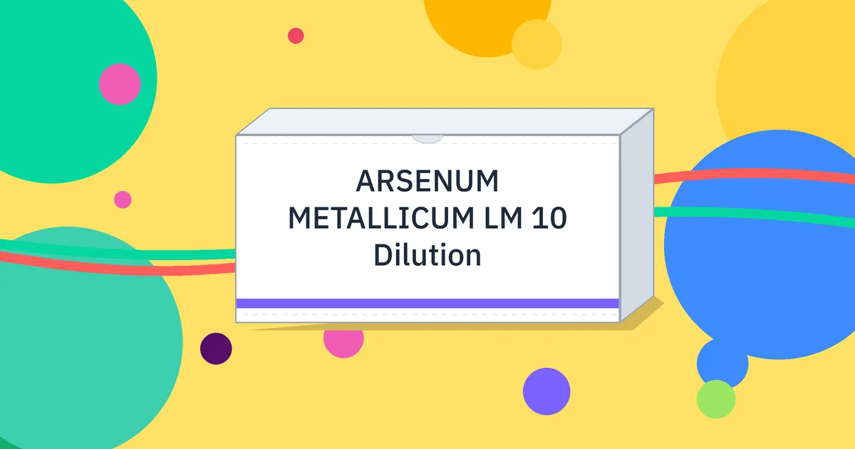 Symbolbild: Packung mit der Aufschrift ARSENUM METALLICUM LM 10 Dilution (PZN 12779313) – Verfügbarkeit und Bezug in Apotheken in Frankfurt am Main