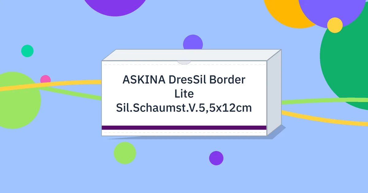 Symbolbild: Packung mit der Aufschrift ASKINA DresSil Border Lite Sil.Schaumst.V.5,5x12cm (PZN 17902215) – Verfügbarkeit und Bezug in Apotheken in Frankfurt am Main