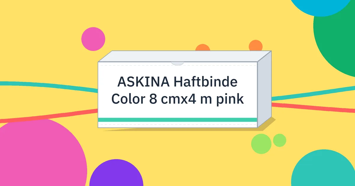 Symbolbild: Packung mit der Aufschrift ASKINA Haftbinde Color 8 cmx4 m pink (PZN 00773771) – Verfügbarkeit und Bezug in Apotheken in Frankfurt am Main