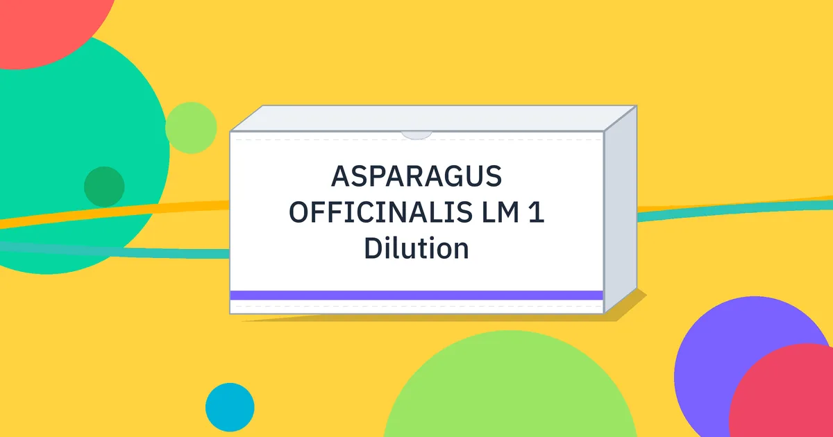 Symbolbild: Packung mit der Aufschrift ASPARAGUS OFFICINALIS LM 1 Dilution (PZN 13402591) – Verfügbarkeit und Bezug in Apotheken in Frankfurt am Main