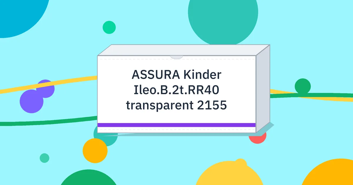 Symbolbild: Packung mit der Aufschrift ASSURA Kinder Ileo.B.2t.RR40 transparent 2155 (PZN 03982877) – Verfügbarkeit und Bezug in Apotheken in Frankfurt am Main