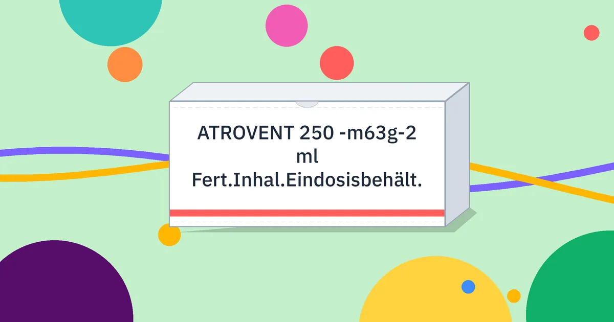 Symbolbild: Packung mit der Aufschrift ATROVENT 250 -m63g-2 ml Fert.Inhal.Eindosisbehält. (PZN 18046876) – Verfügbarkeit und Bezug in Apotheken in Frankfurt am Main